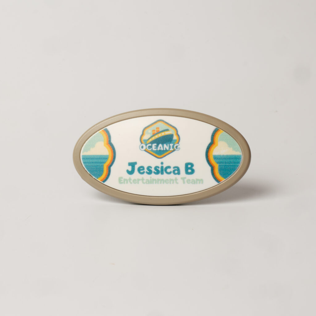 Personalised Oval Recycled Name Badge from the UK's friendliest supplier